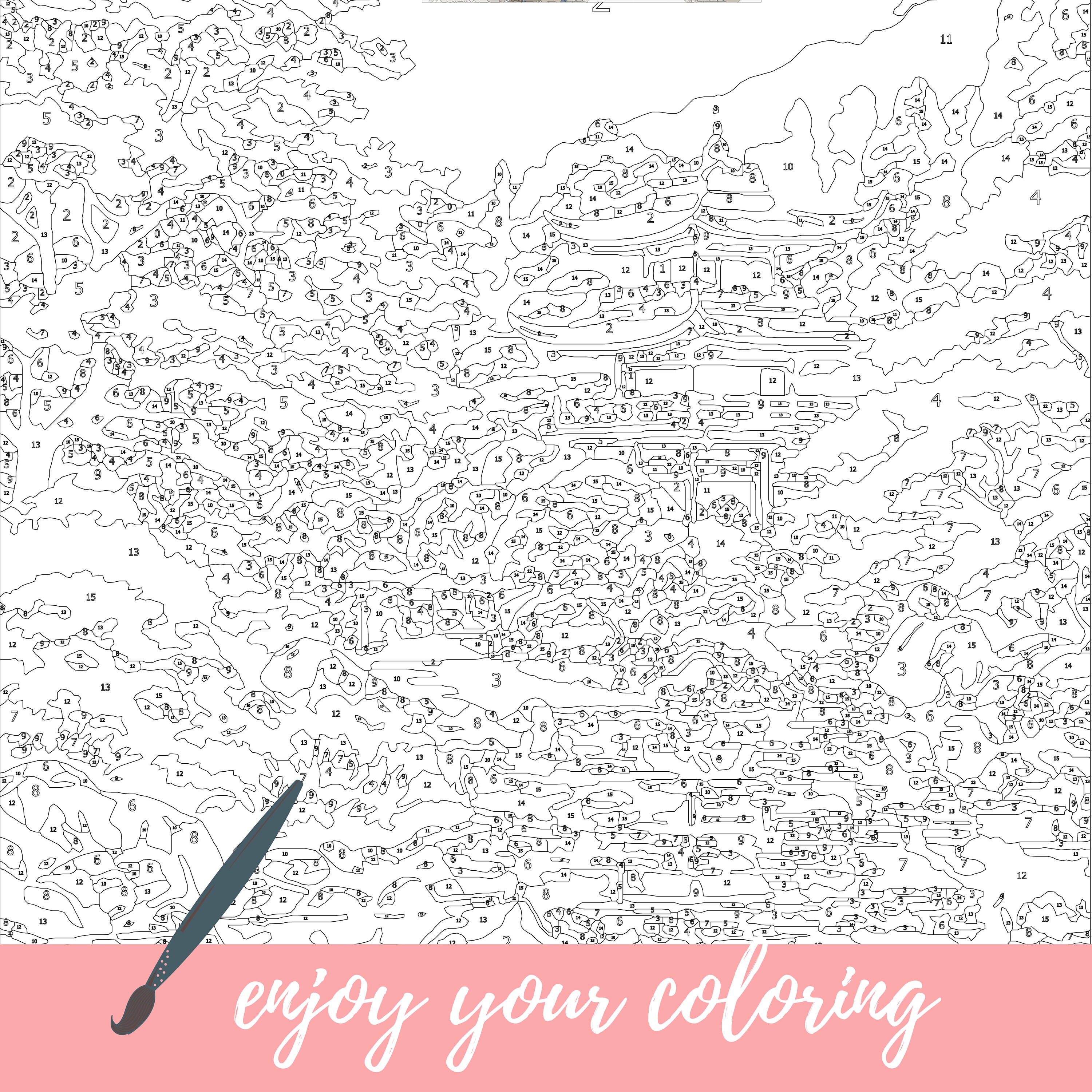 Color by Number for Adult, Paint by Number Printable,japanese Garden ...