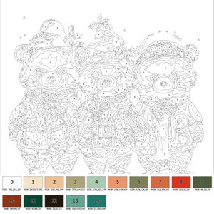 Color by Number for Adult,paint by Number Printable,christmas Teddy ...