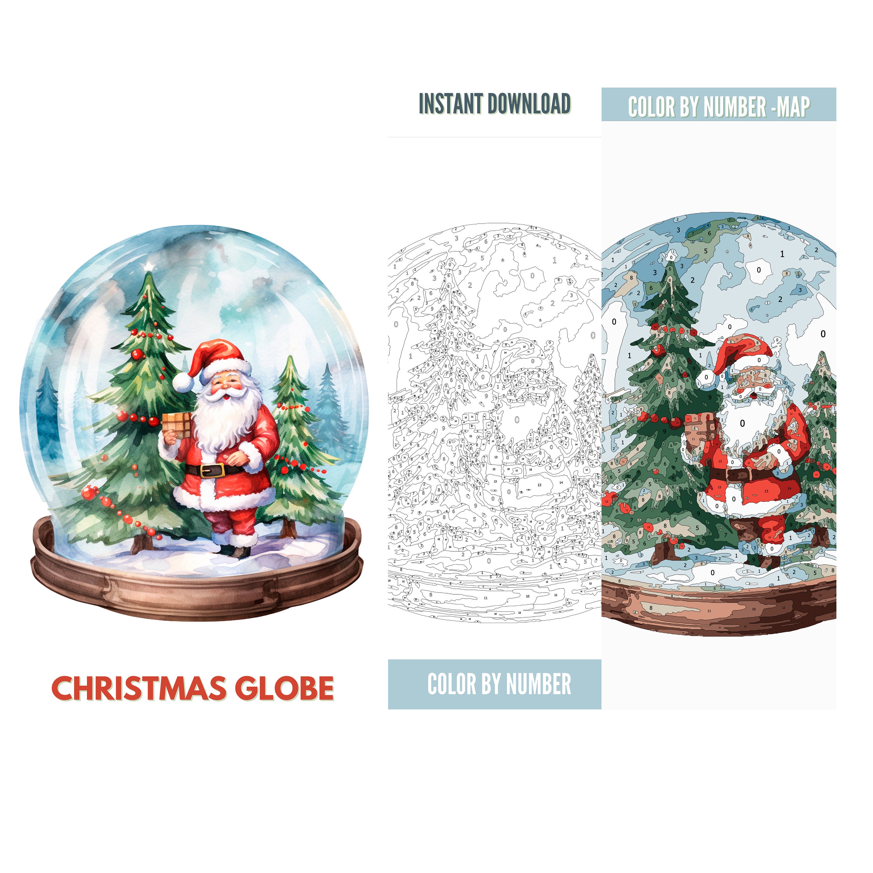 Color by Number for Adult,paint by Number Printable,christmas Globe ...
