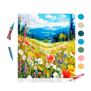 Color by Number for Adult, Paint by Number Printable, Meadow Landscape ...