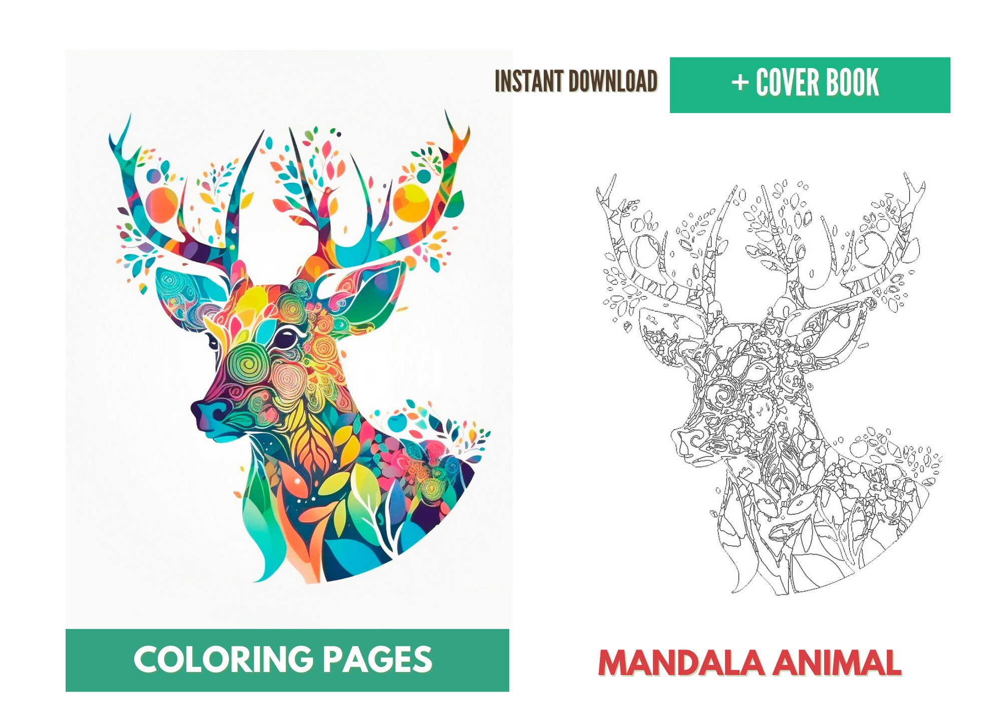 5 Coloring Pages for Adult digital Coloring Book Kids - Etsy