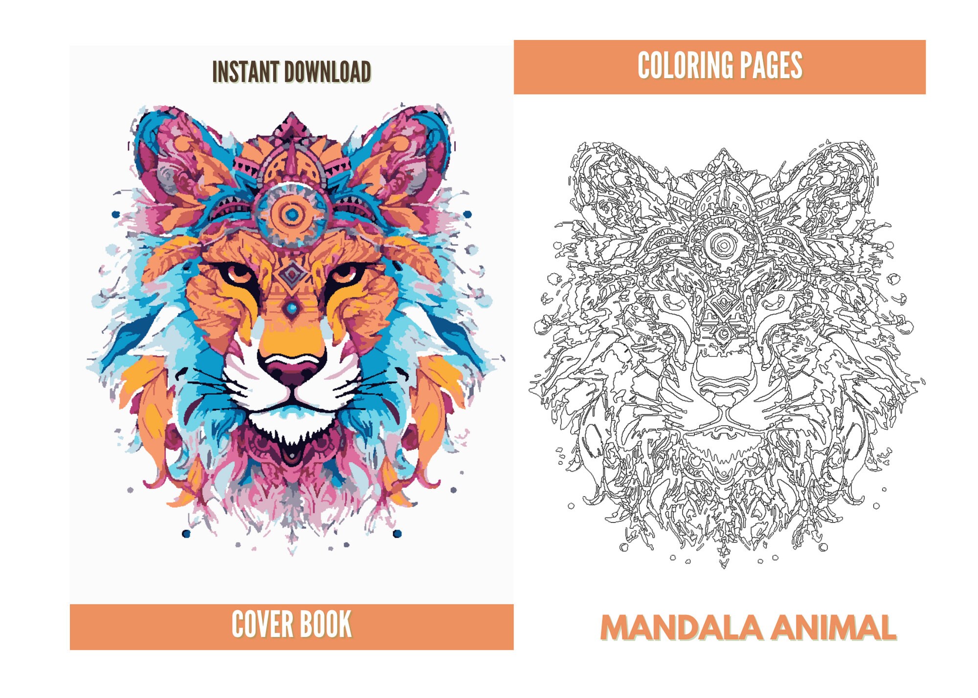 5 Coloring Pages for Adult digital Coloring Book Kids - Etsy