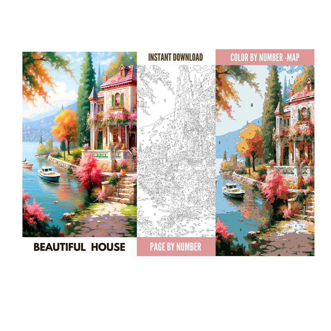 Color by Number for Adult, Paint by Number Printable, Beautiful Home ...