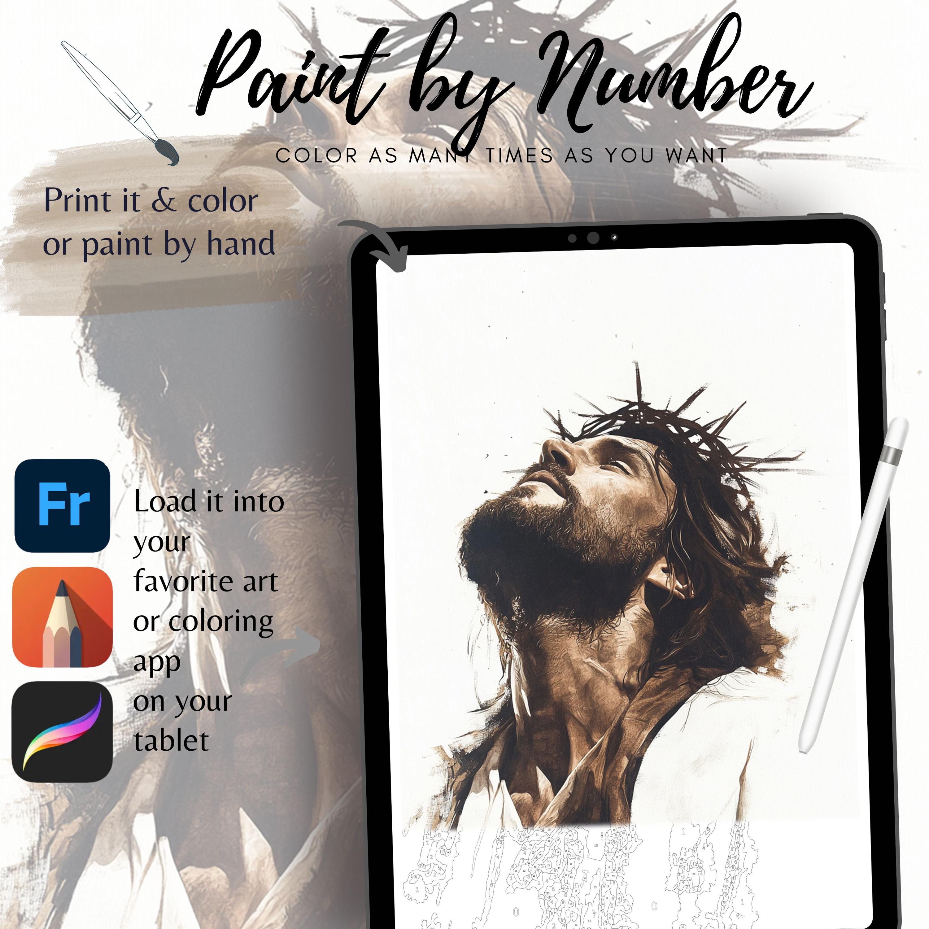 Jesus Christ for Pray Color by Number Printable,paint by Number Adult ...