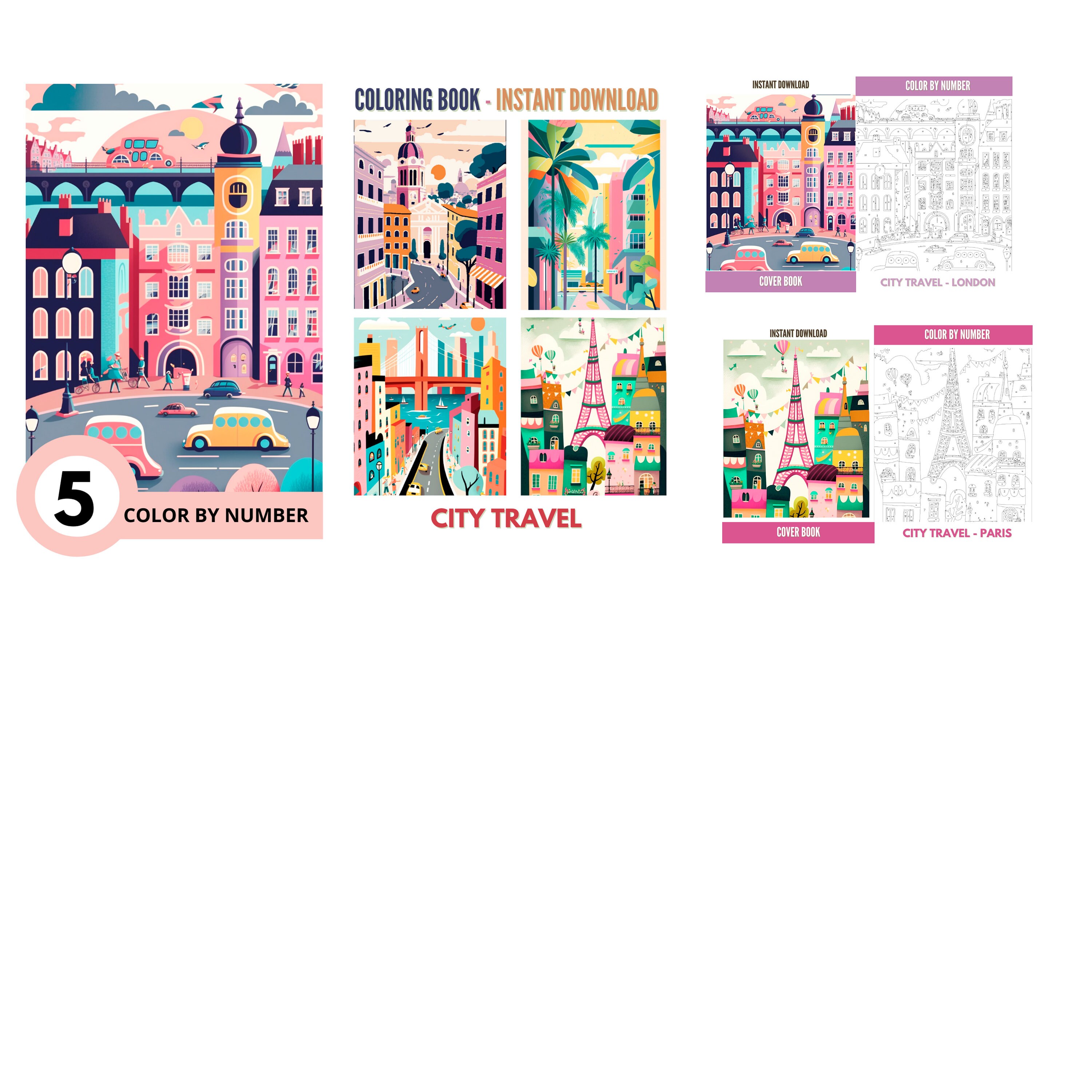 Bundle 45 Color by Number for Adult, Paint by Number Printable,woman ...