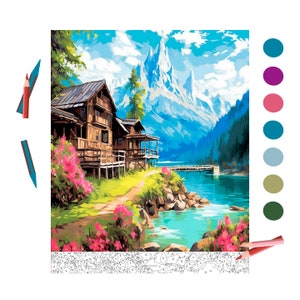 Color by Number for Adult, Paint by Number Printable,mountain Landscape ...