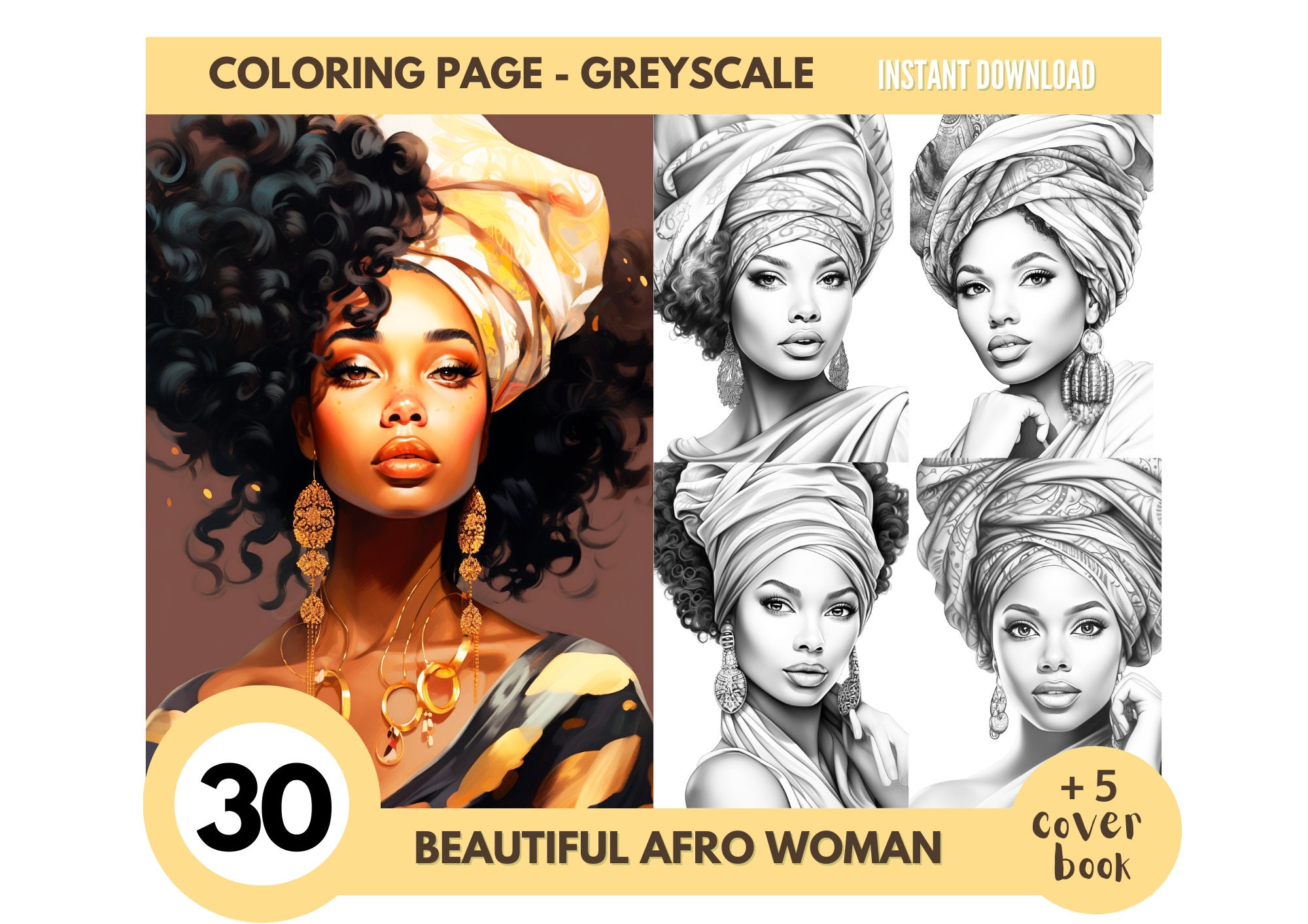 30 Beautiful Afro Woman Coloring Book Adults Coloring Pages - Etsy