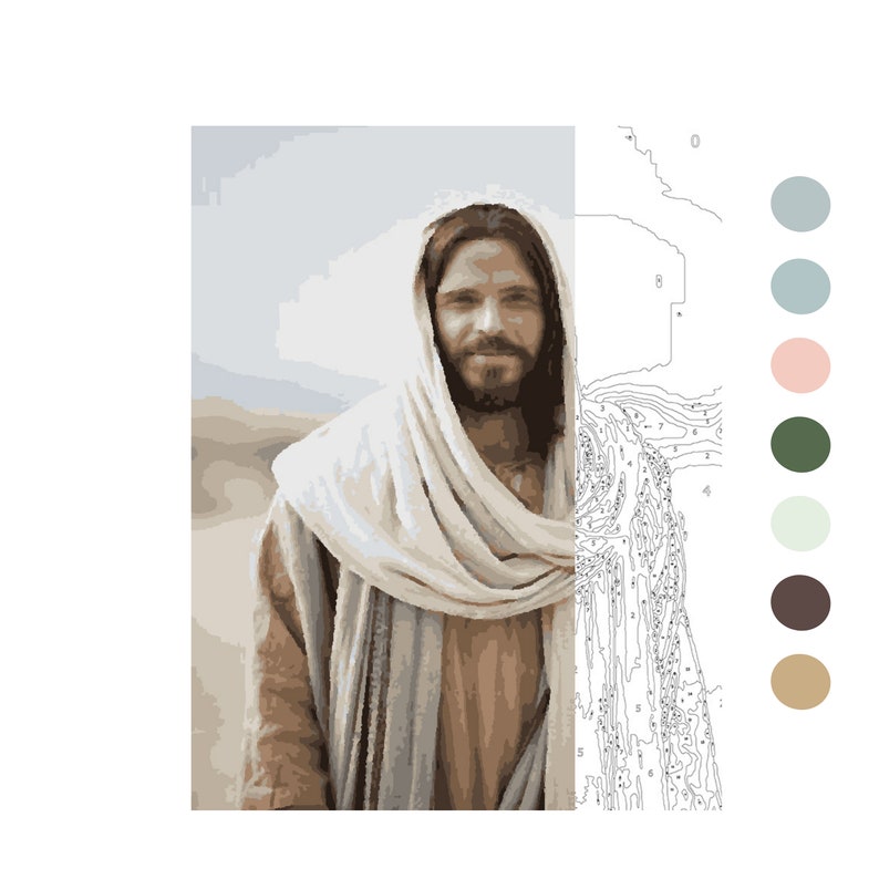 Paint by Number Printable,color by Number Adult, Jesus Christ for Pray ...