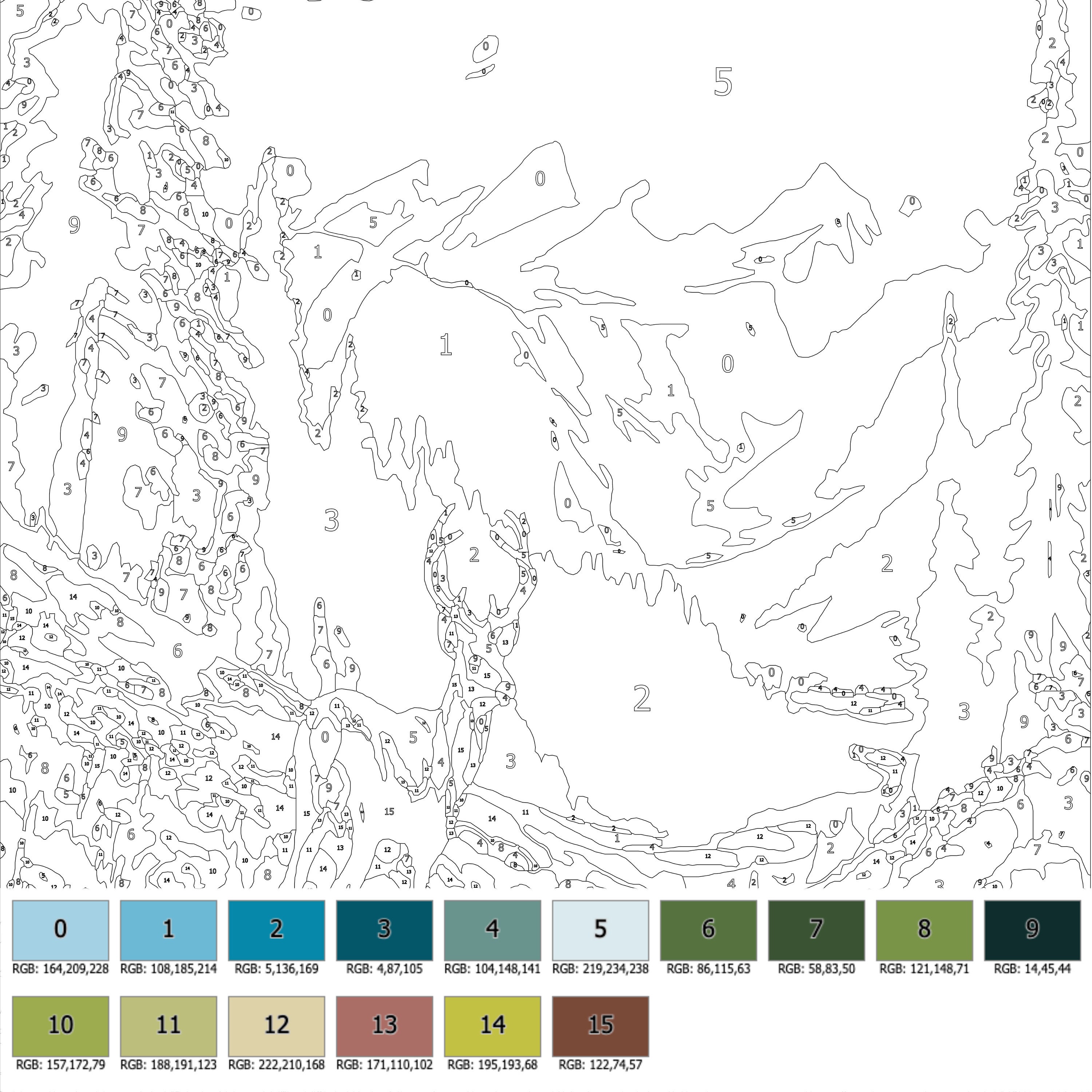Color by Number for Adult, Paint by Number Printable, Mountain Scenery ...