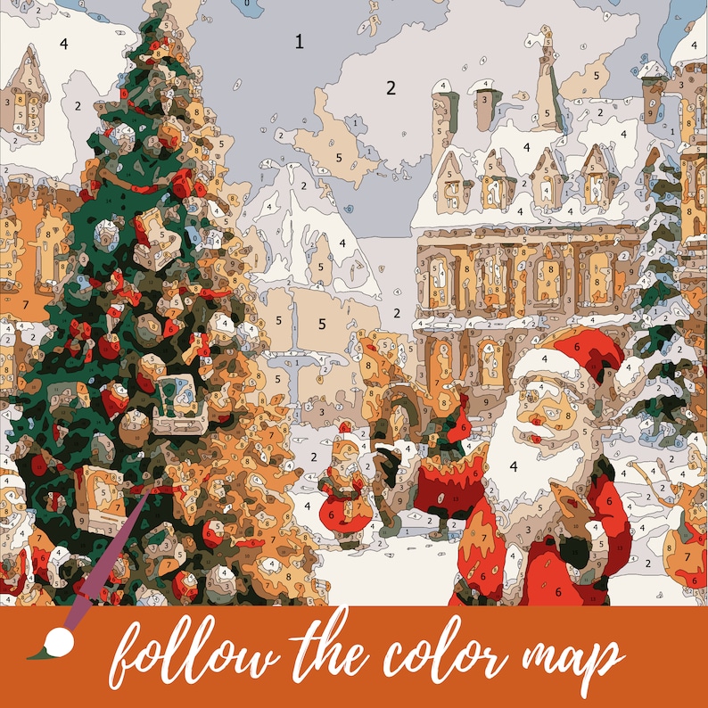 Color by Number for Adult,paint by Number Printable,christmas Santa ...