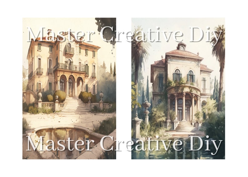 65 Bundle Italian Villa, Coloring Pages for Adults,grayscale Coloring ...