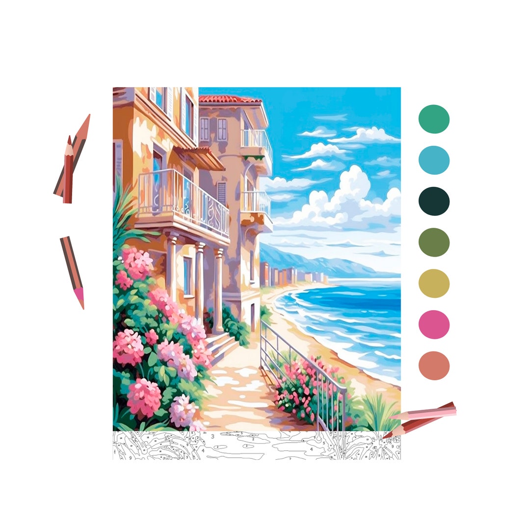 Color by Number for Adult, Paint by Number Printable,beauty Sea House ...