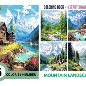 Color by Number for Adult,paint by Number Printable,10 Mountain ...