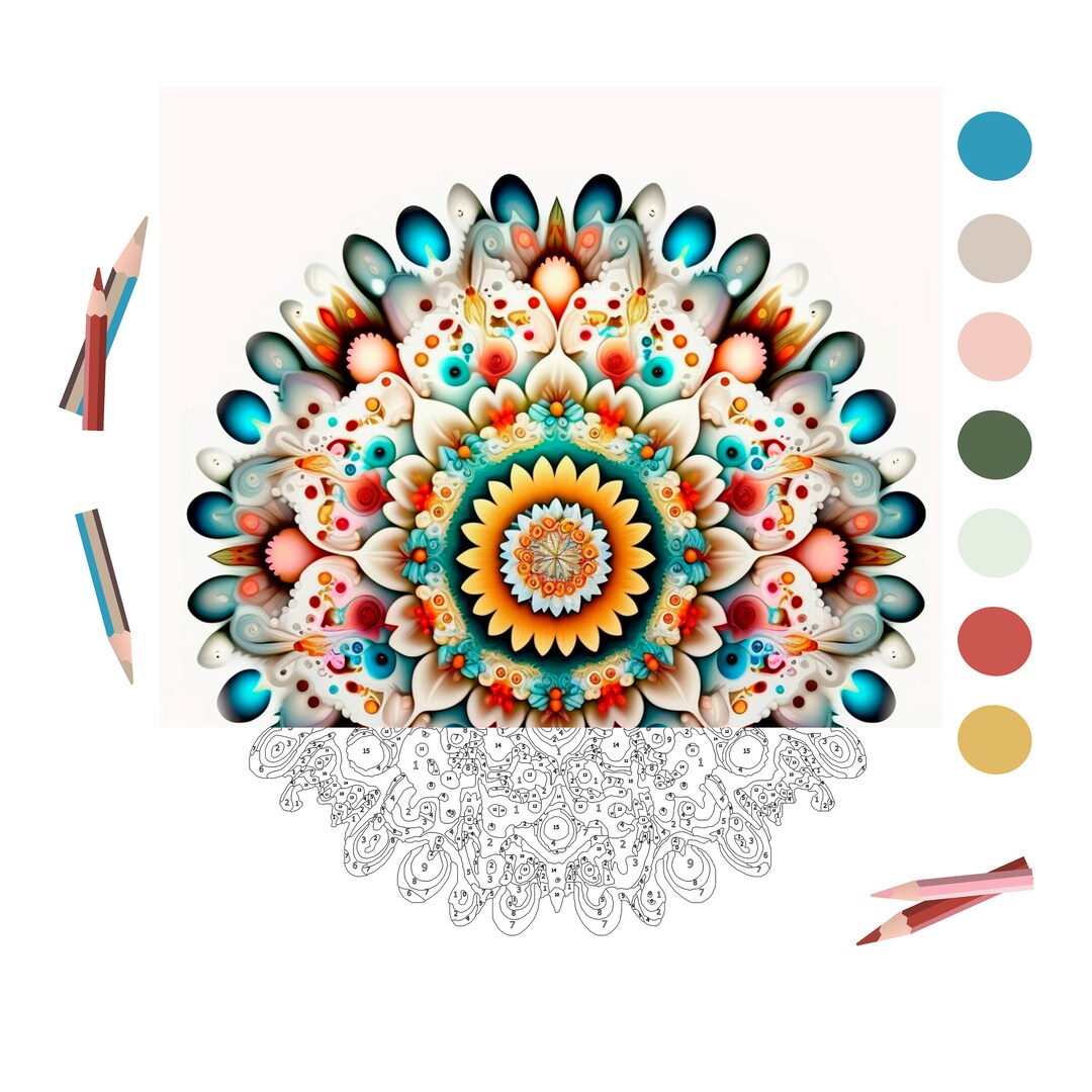 Color by Number for Adult, Mandala,paint by Number Printable,by Jo ...