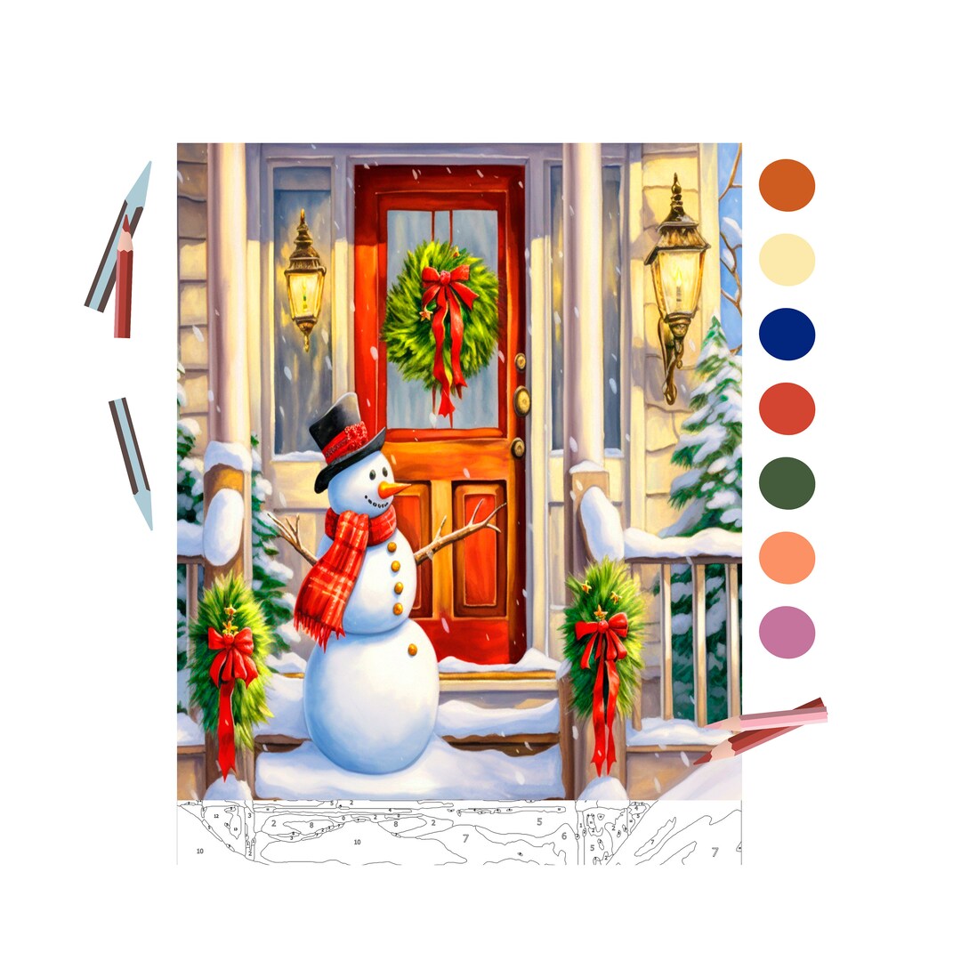 Color by Number for Adult,paint by Number Printable,christmas Snowman ...