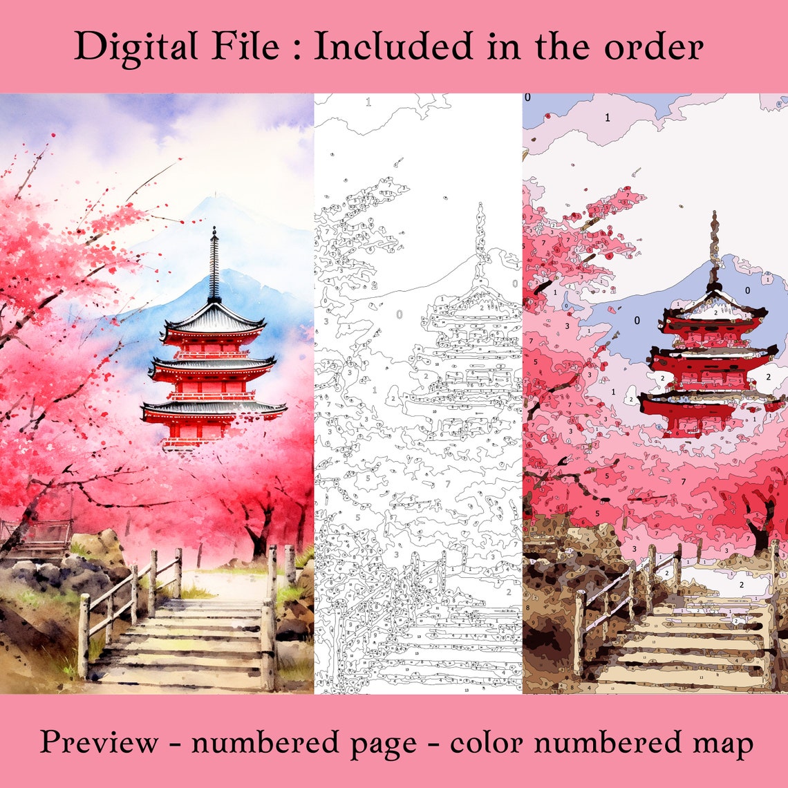 Color by Number for Adult, Paint by Number Printable, Japanese ...