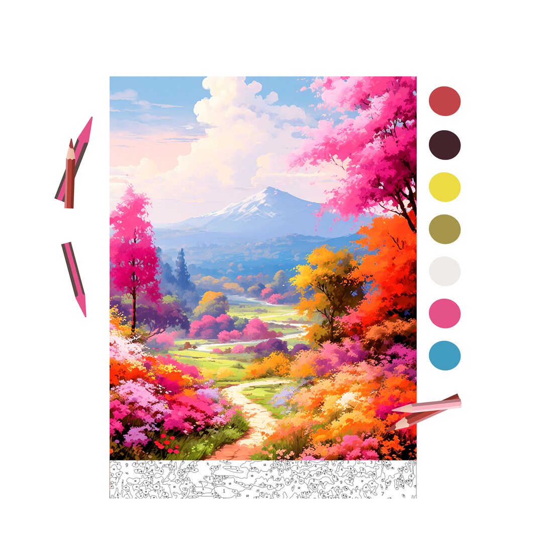 Color by Number for Adult, Paint by Number Printable, Dreamy Landscape ...