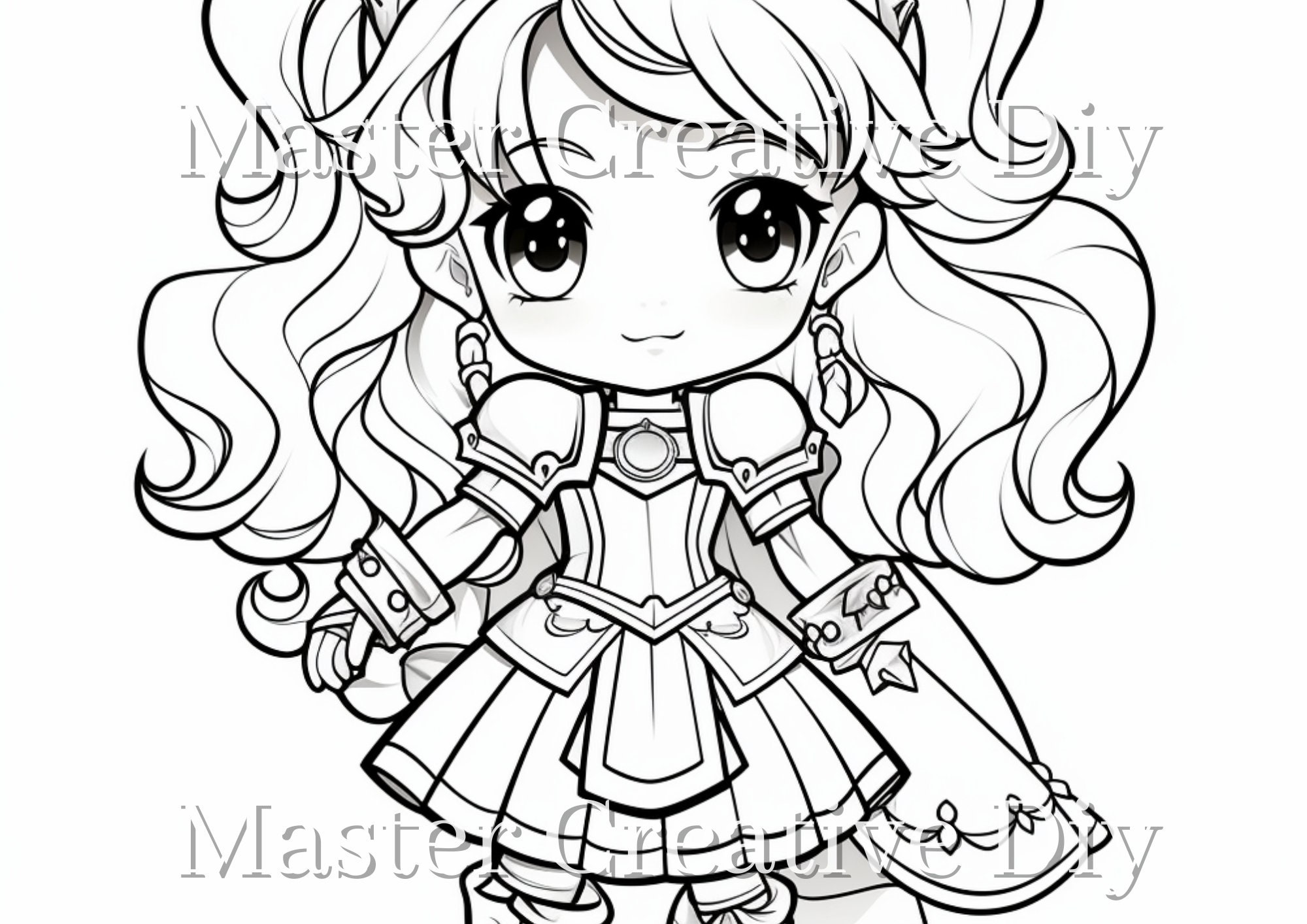 30 Kawaii Girl Warrior Coloring Book Printable Coloring Page - Etsy