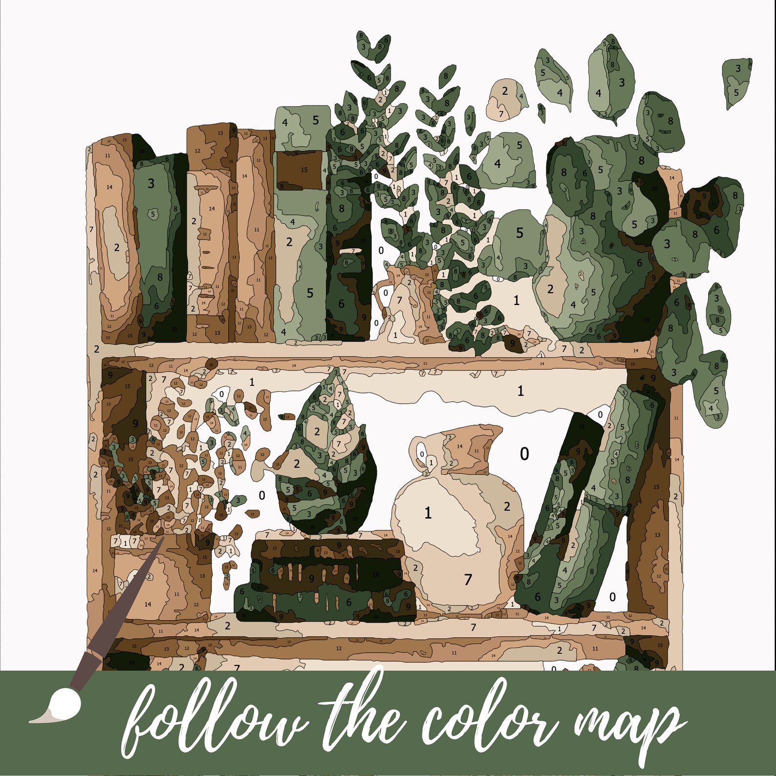 Color by Number Adult,paint by Number Printable, Bookshelf, by Jo ...