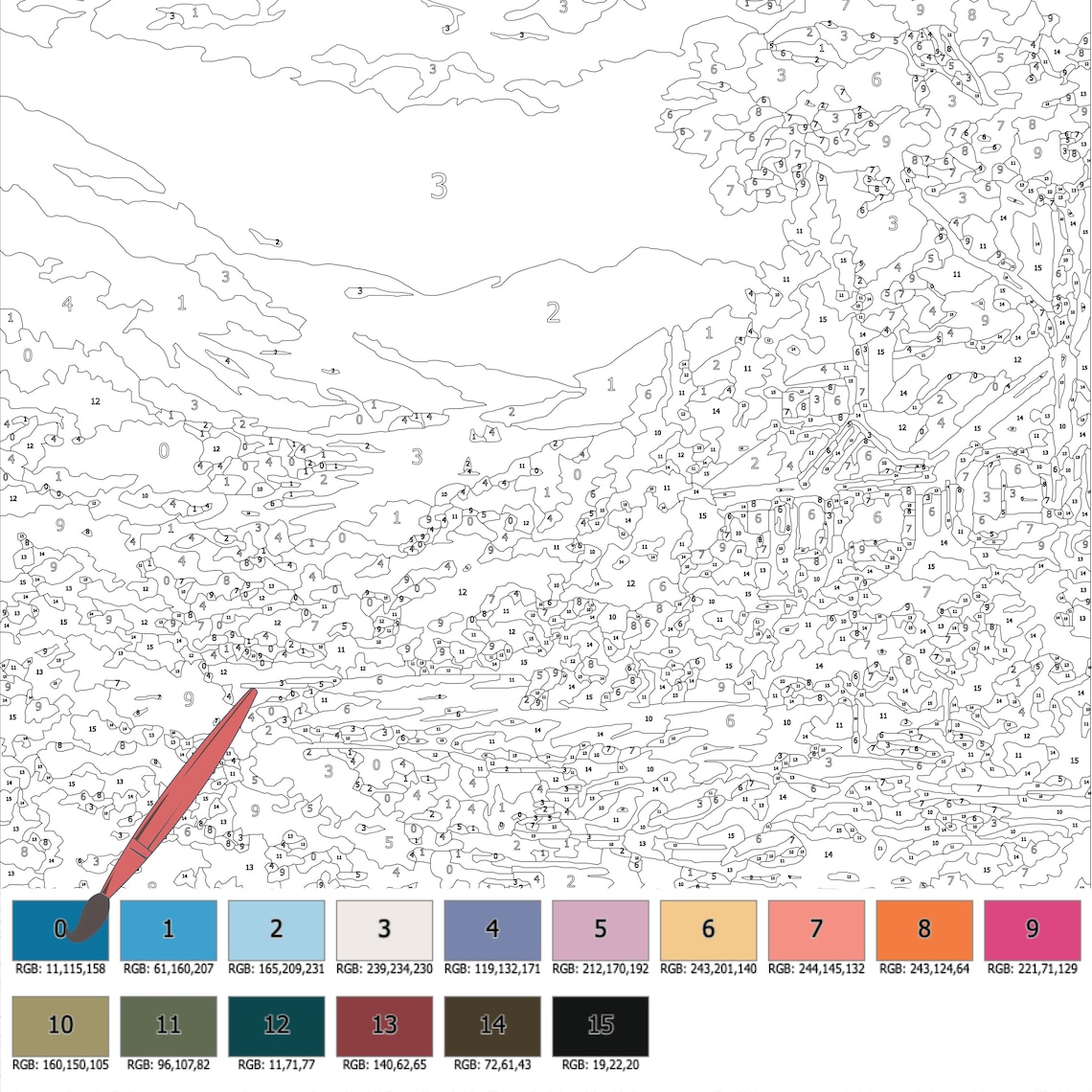 Color by Number for Adult Paint by Number Printable Mountain - Etsy