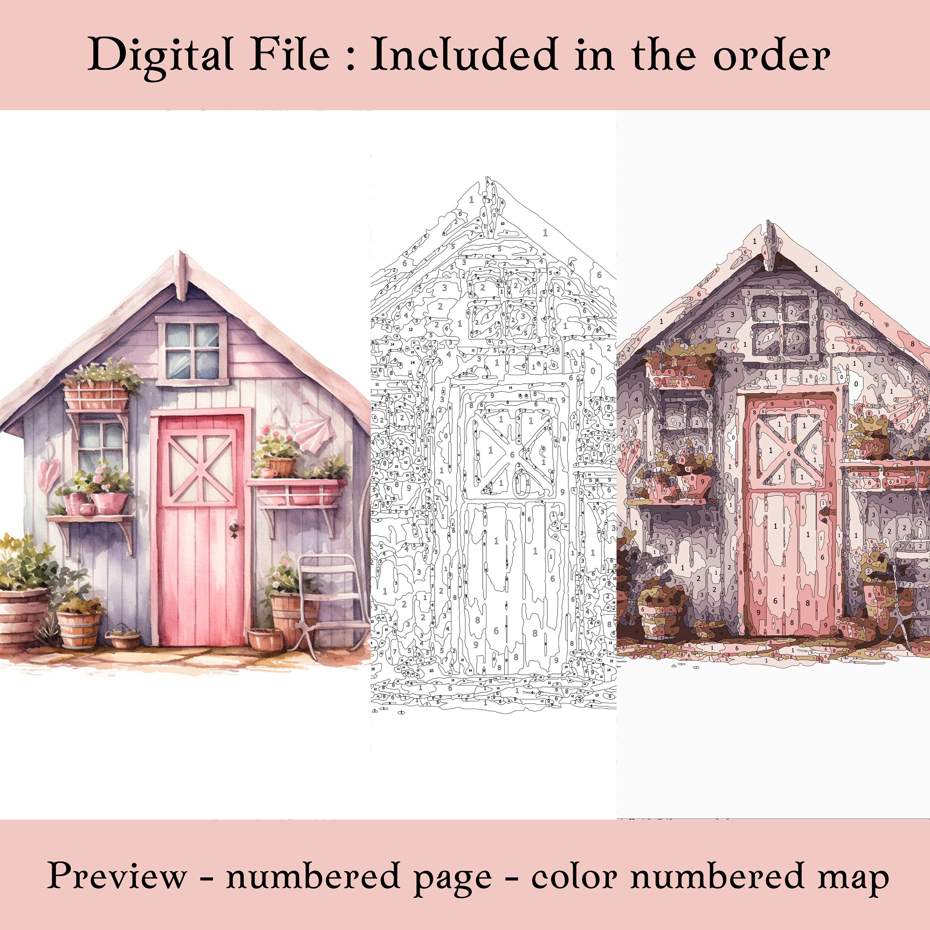 Color by Number for Adult Paint by Number Printable5 Pink - Etsy