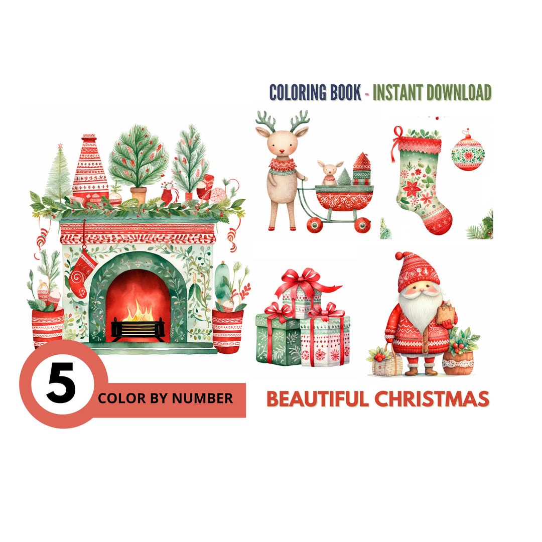 5 Beautiful Christmas,color by Number for Adult, Paint by Number ...