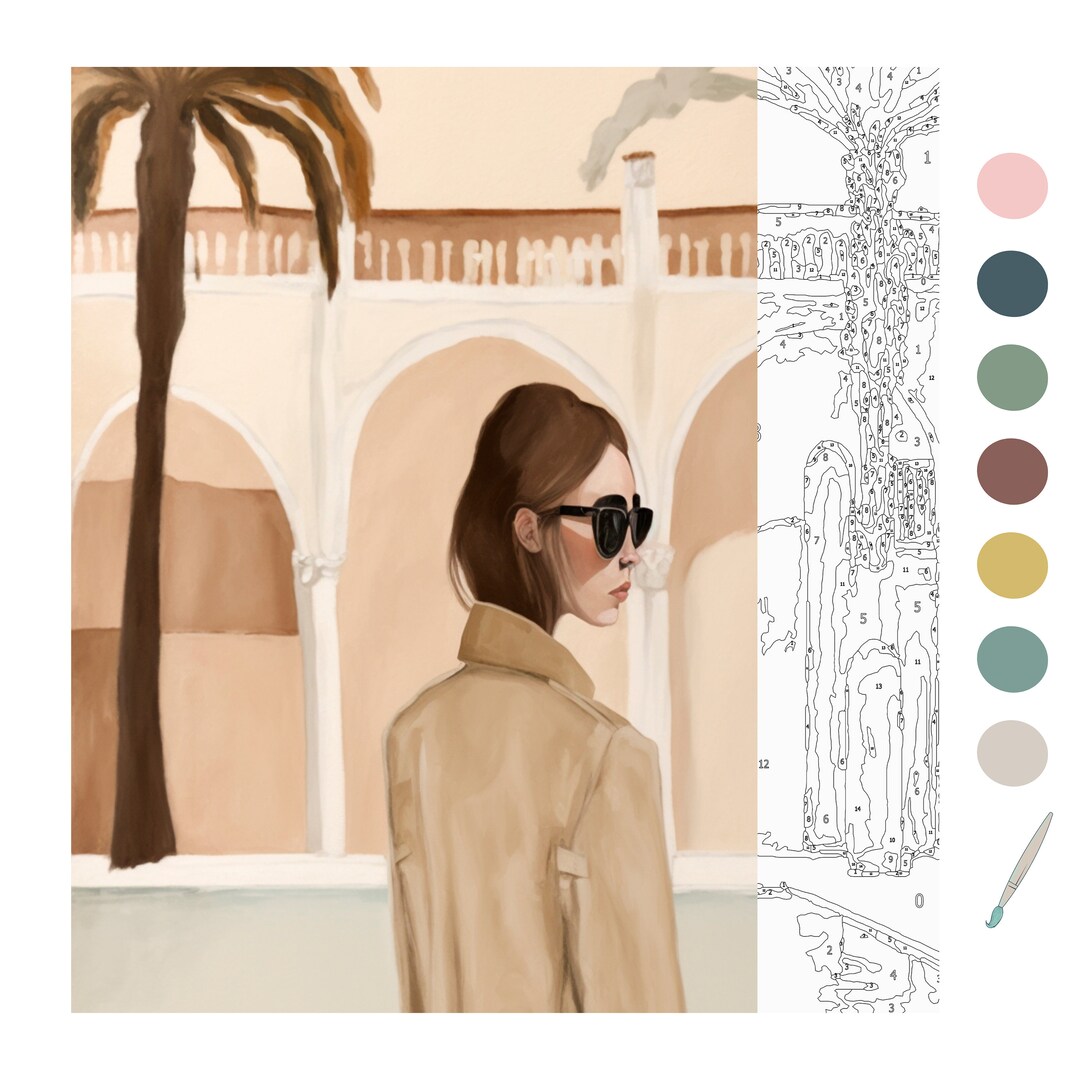 Color by Number Printable,paint by Number Adult, Woman in Marocco ,by ...