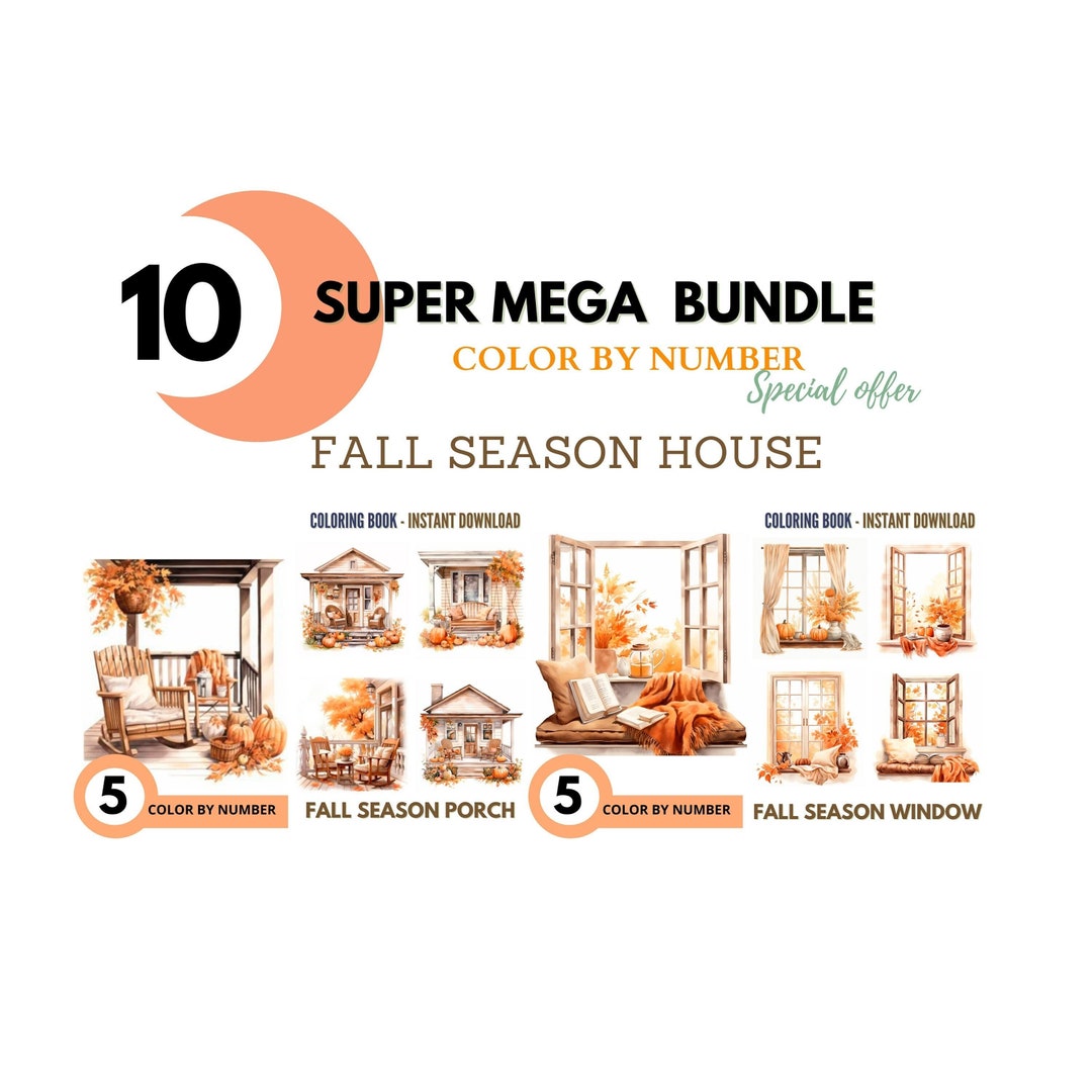 Color by Number for Adult,paint by Number Printable,10 Fall Season ...