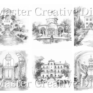 65 Bundle Italian Villa, Coloring Pages for Adults,grayscale Coloring ...
