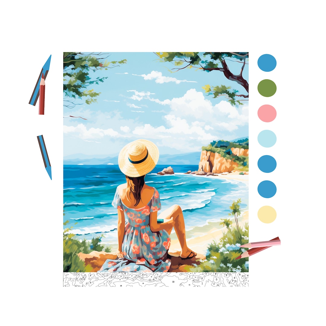 Color by Number for Adult, Woman Landscape, Paint by Number Printable ...