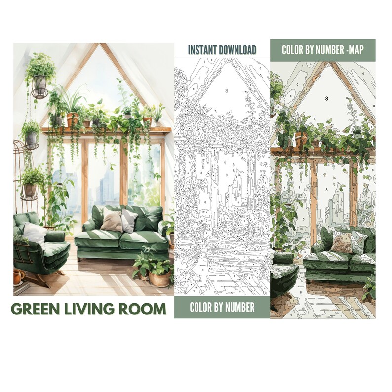 Color by Number for Adult, Paint by Number Printable,modern Living Room ...