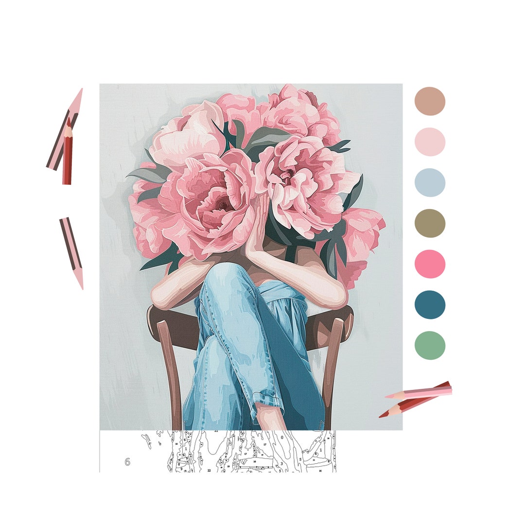Color by Number for Adult, Paint by Number Printable,flower & Woman ...