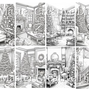 30 Christmas Interior Design Coloring Book - Adults Coloring Pages ...
