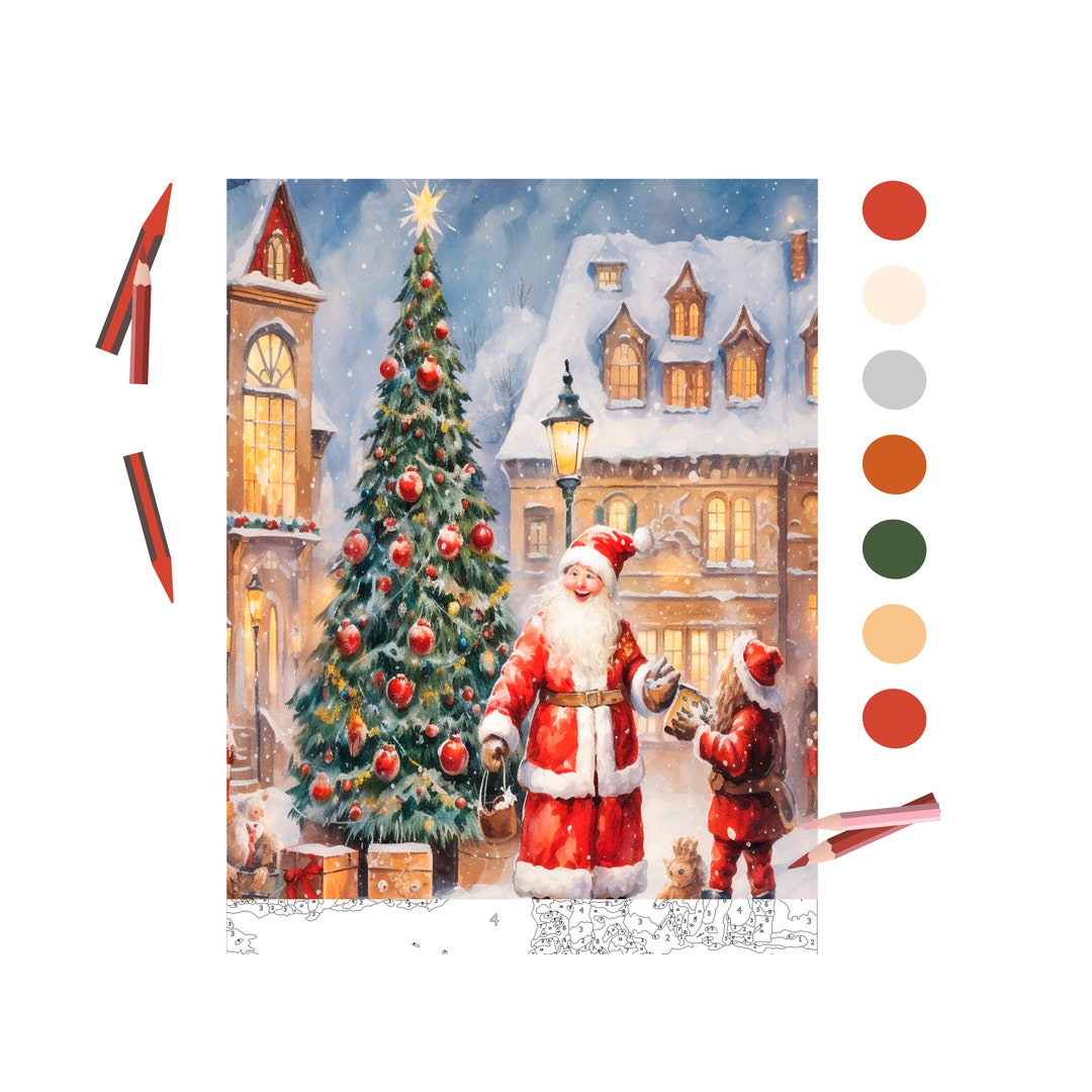 Color by Number for Adult,paint by Number Printable,christmas Santa ...