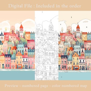 Paint by Number Printable, Color by Number Adult, Funny Cityscape, by ...