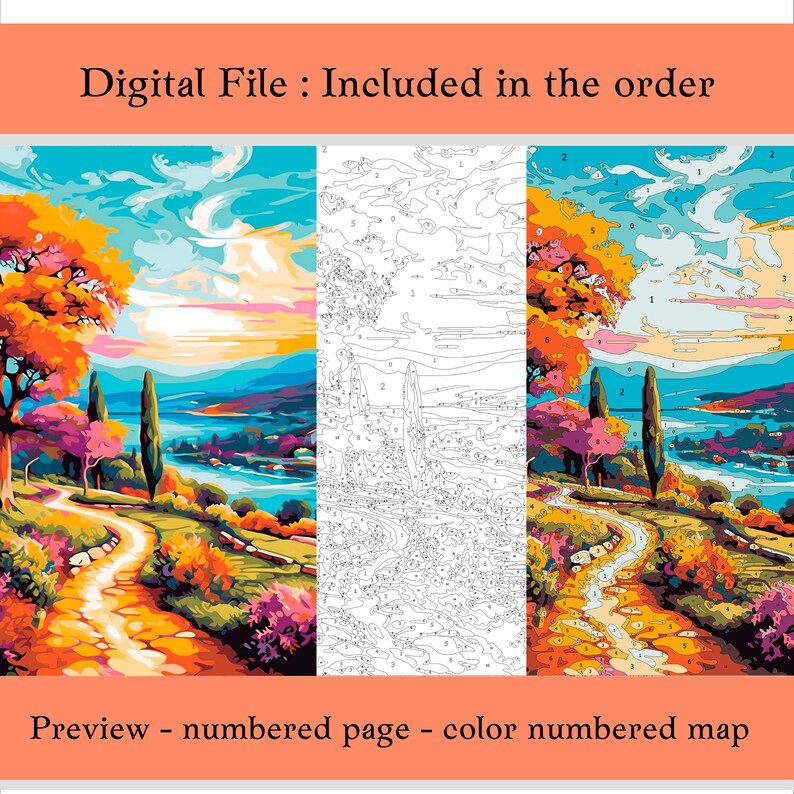 5 Italian Landscape Color by Number for Adult, Paint by Number ...