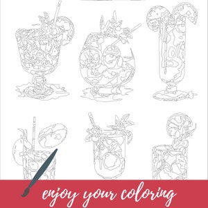 Color by Number for Adult,paint by Number Printable, Cocktails ...