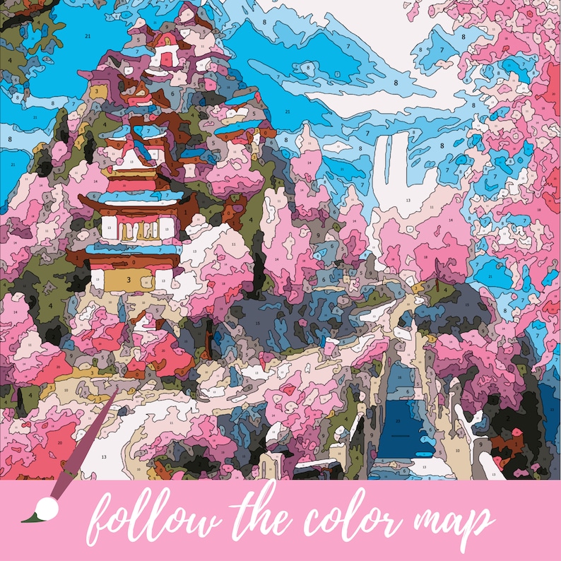 Color by Number for Adult, Paint by Number Printable, Japanese ...
