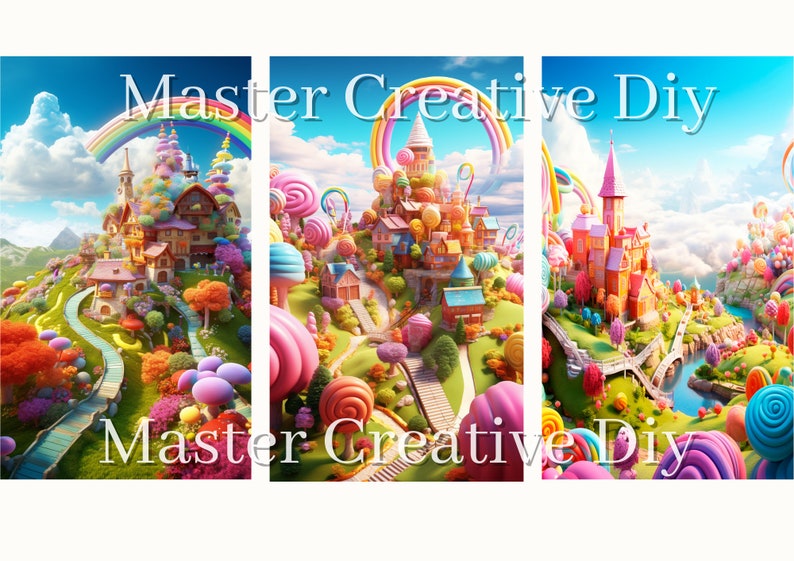 30 Fairy Candy Landscape Coloring Pages for Adults Grayscale - Etsy