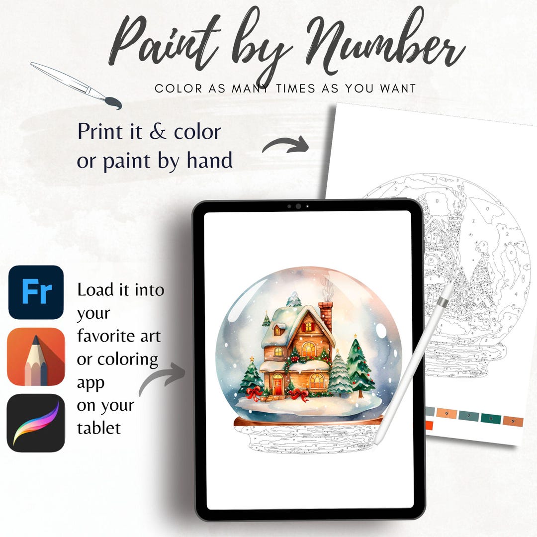 Color by Number for Adult,paint by Number Printable,christmas Globe ...