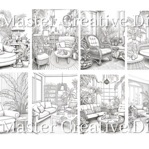70 Bundle Boho Interior Design,coloring Pages for Adults,grayscale ...