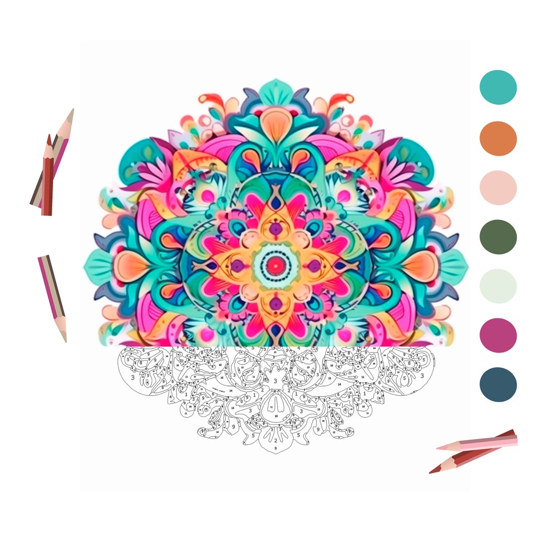Color by Number for Adult, Mandala Flower, Paint by Number Printable ...