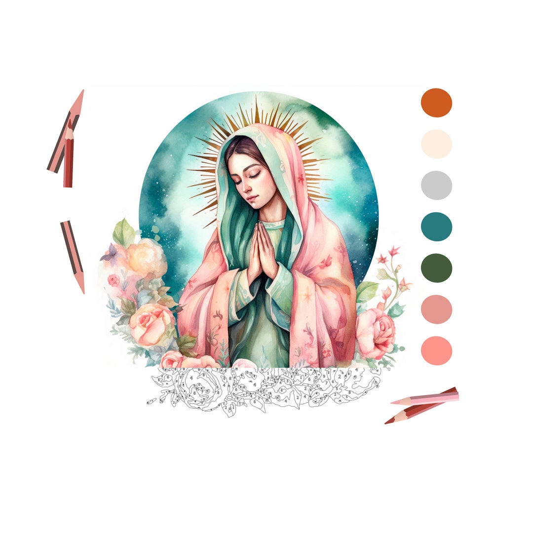 Paint by Number Printable,color by Number Adult,virgin Mary ,our Lady ...