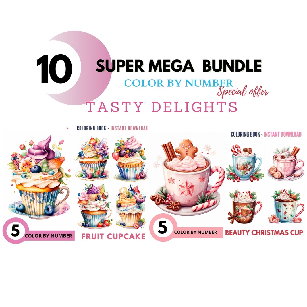 Color by Number for Adult,paint by Number Printable,10 Tasty Delights ...