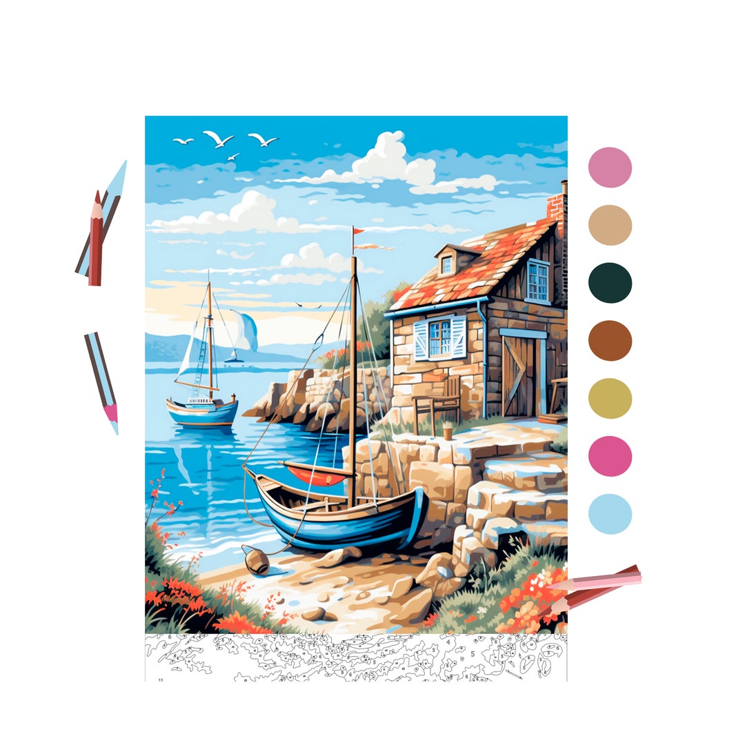 Color by Number for Adult, Paint by Number Printable, Coastal Scenery ...