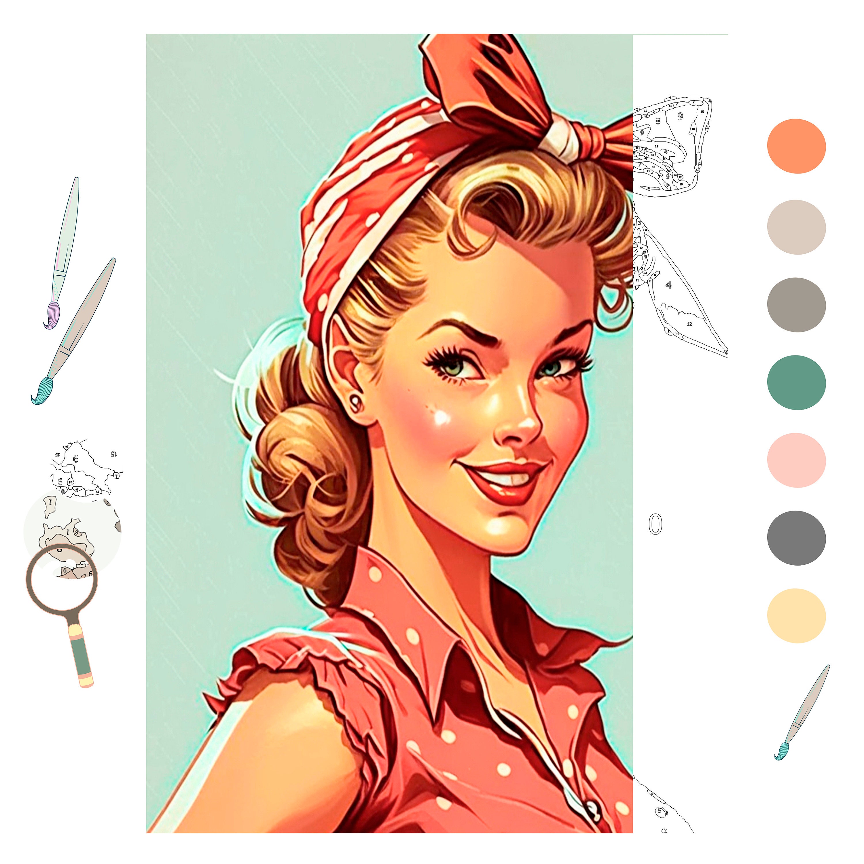 Color by Number Printable,paint by Number for Adult, Pin Up, by Jo ...
