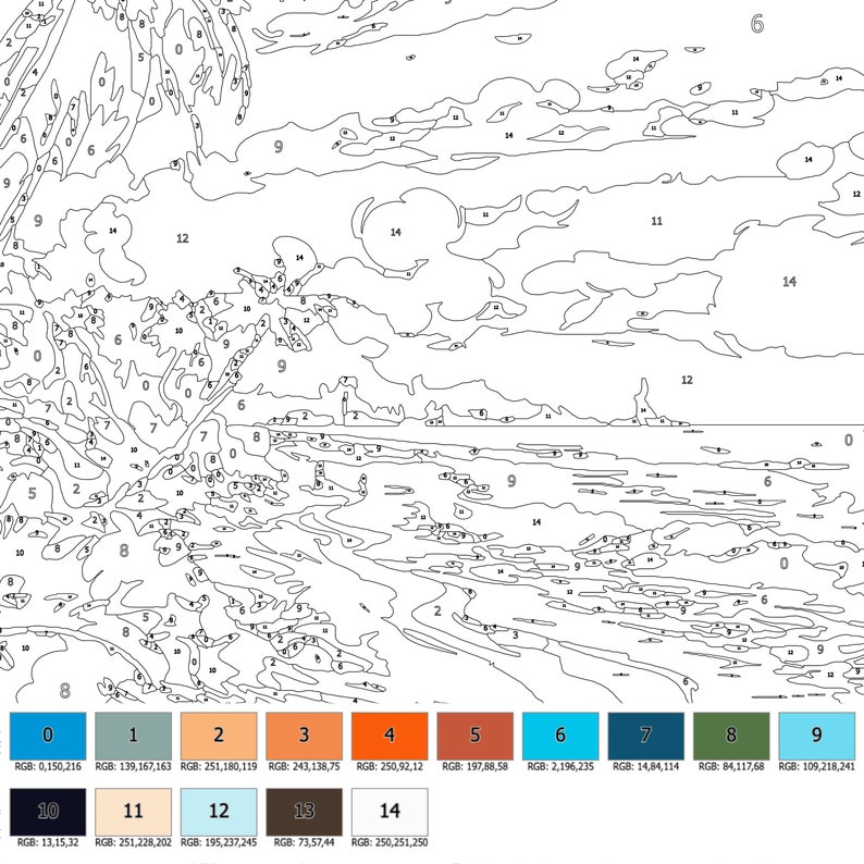 Color by Number for Adult, Paint by Number Printable, Sea Landscape ...