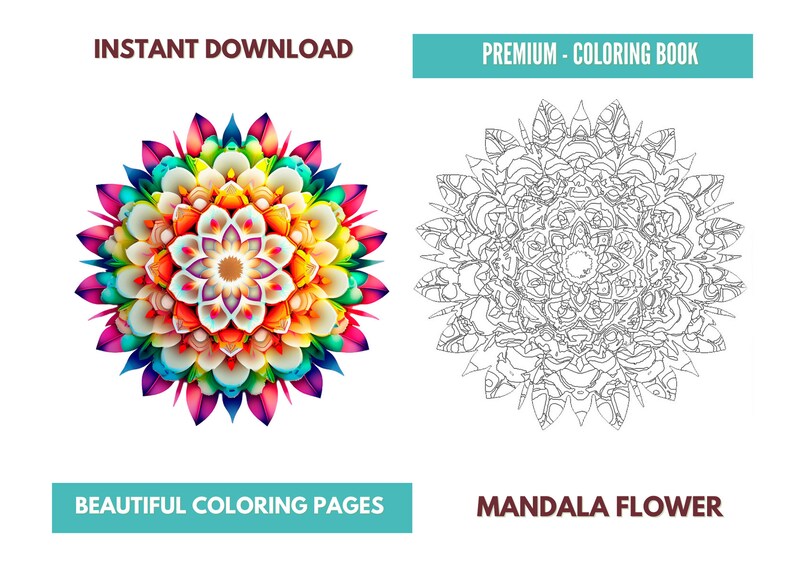 Mandala Flower Coloring Pages for Adult and Kidsprintable - Etsy