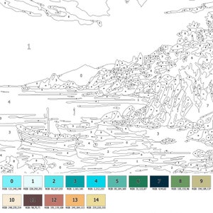 Color by Number for Adult, Paint by Number Printable, Sea Landscape ...