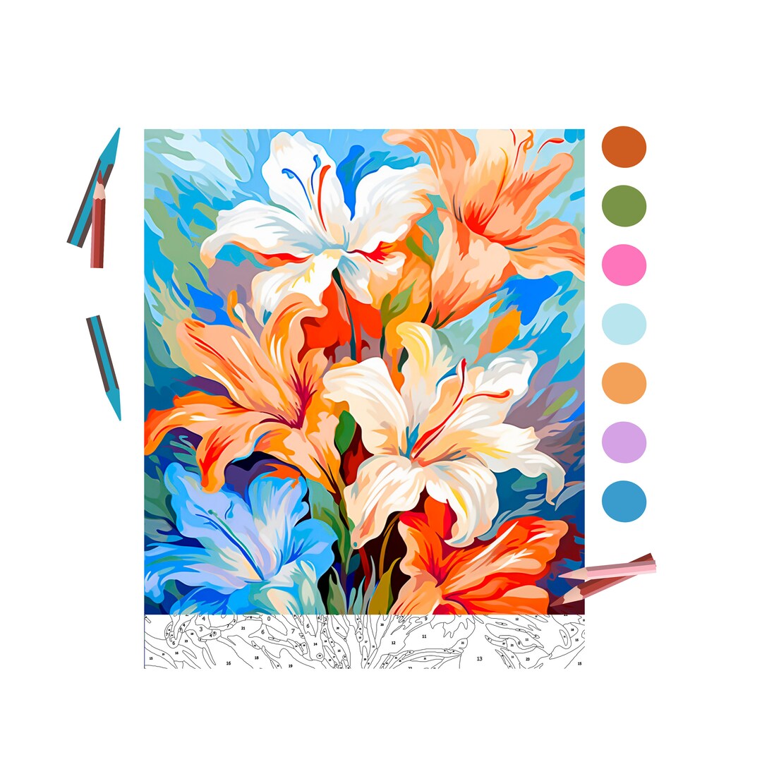 Color by Number for Adult, Paint by Number Printable, Beautiful Flower ...